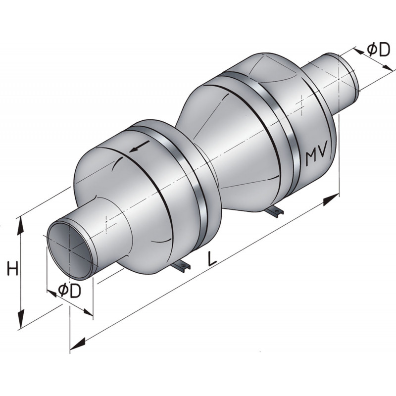 VETUS plastic muffler type MV150